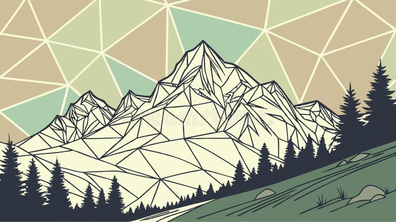 Geometric Mountain Landscape, Abstract Nature and Polygonal Mountain ...