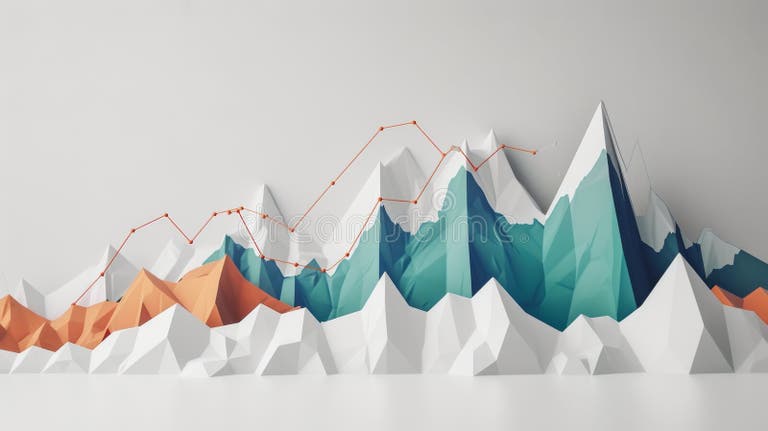Geometric Mountain Landscape with Data Graph Overlay Stock Image ...