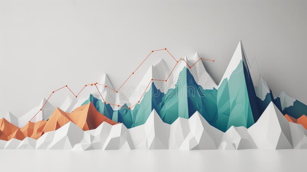Geometric Mountain Landscape with Data Graph Overlay Stock Image ...