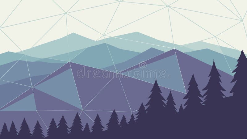 Geometric Mountain Landscape Trees Abstract Design, Vector Design ...