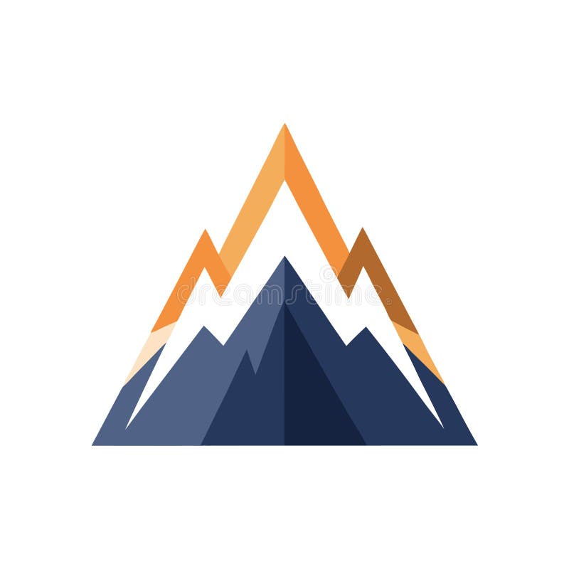 Geometric Mountain Range Logo Design with Blue and Orange Peaks Stock ...