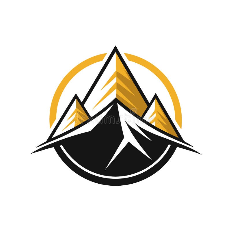 Geometric Mountain Range Logo Design with Circle Frame and Strong ...