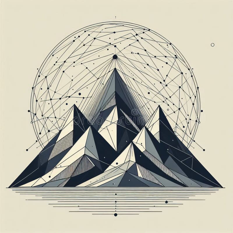 Geometric Mountain a Mountain Range Using Triangles and Lines Stock ...