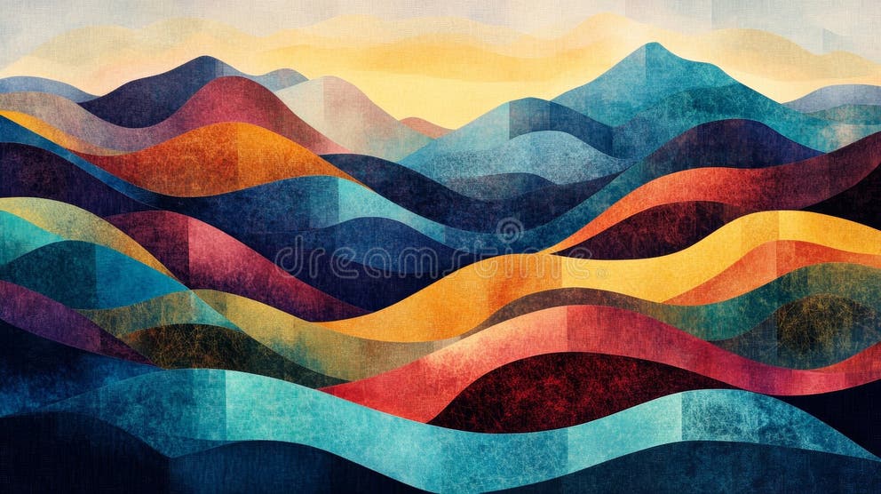 Geometric Mountainscape Abstract Landscape Art with Triangular Peaks ...