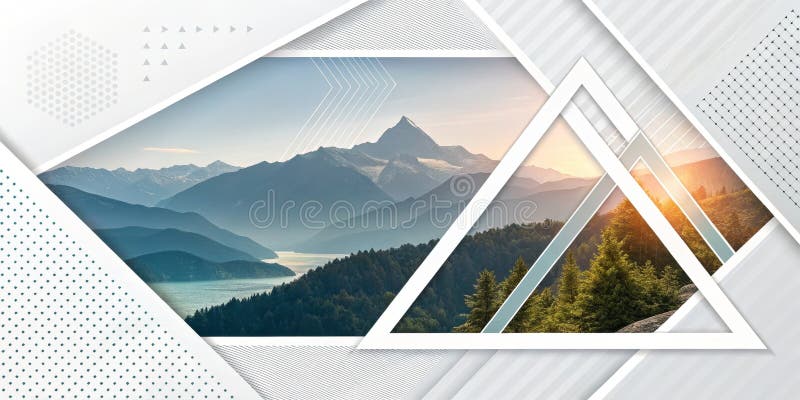 Geometric Mountainscape Abstract Landscape with Triangle Frames, Nature ...