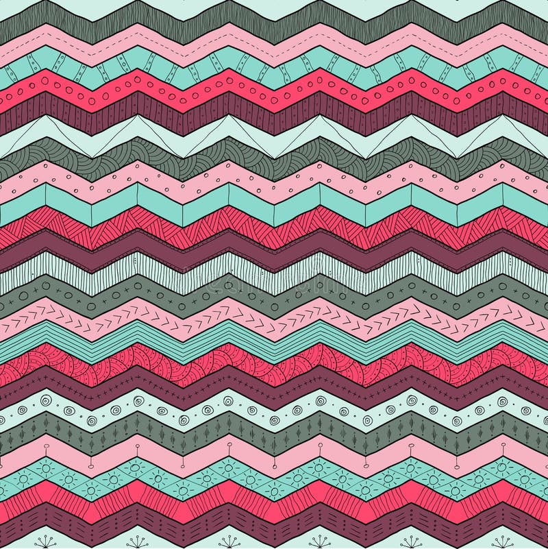 Geometric Multicolor Chevron or Zig Zag, Seamless Tribal Pattern Stock ...