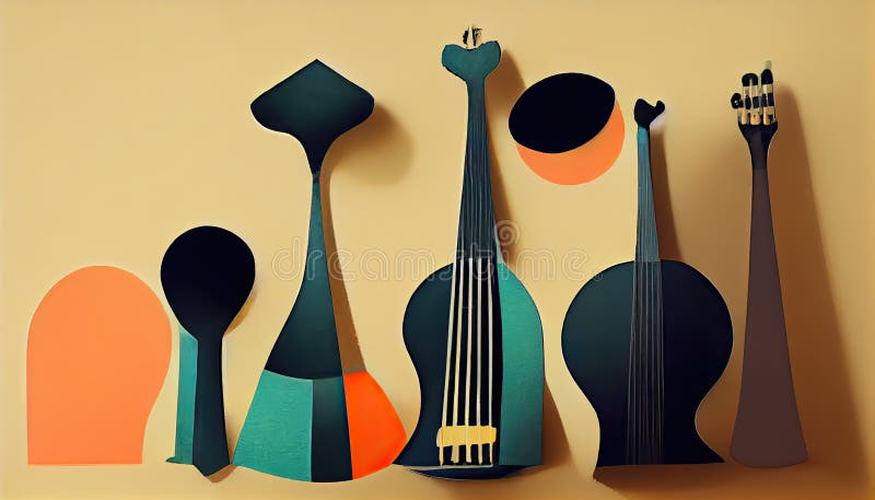 Geometric Music Instruments Stock Illustration - Illustration of bass ...