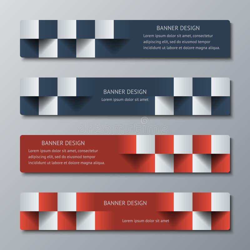 Geometric Narrow Horizontal Banners with the 3D Effect for Business ...