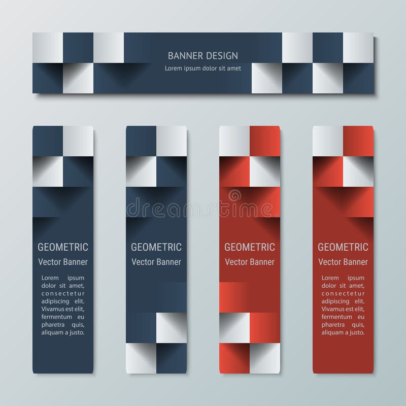 Geometric Narrow Horizontal and Vertical Banners with the 3D Effect for ...