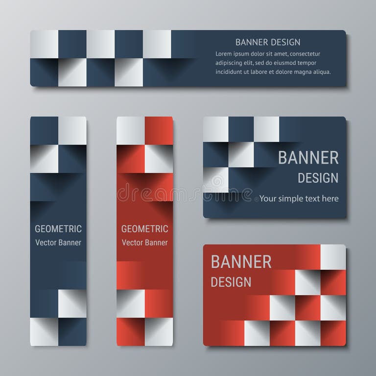 Geometric Narrow Vertical and Wide Horizontal Rectangular Banners with ...