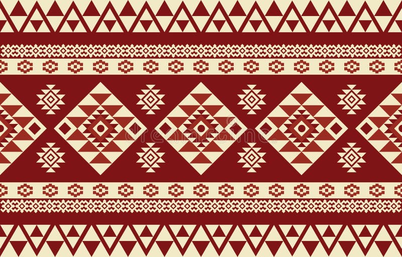 Geometric Native American Inspired Textile Pattern Design Red Beige ...