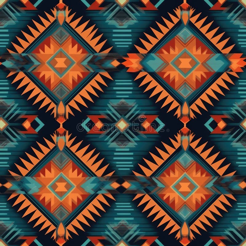 Geometric Native American Inspired Textile Pattern Design Stock ...