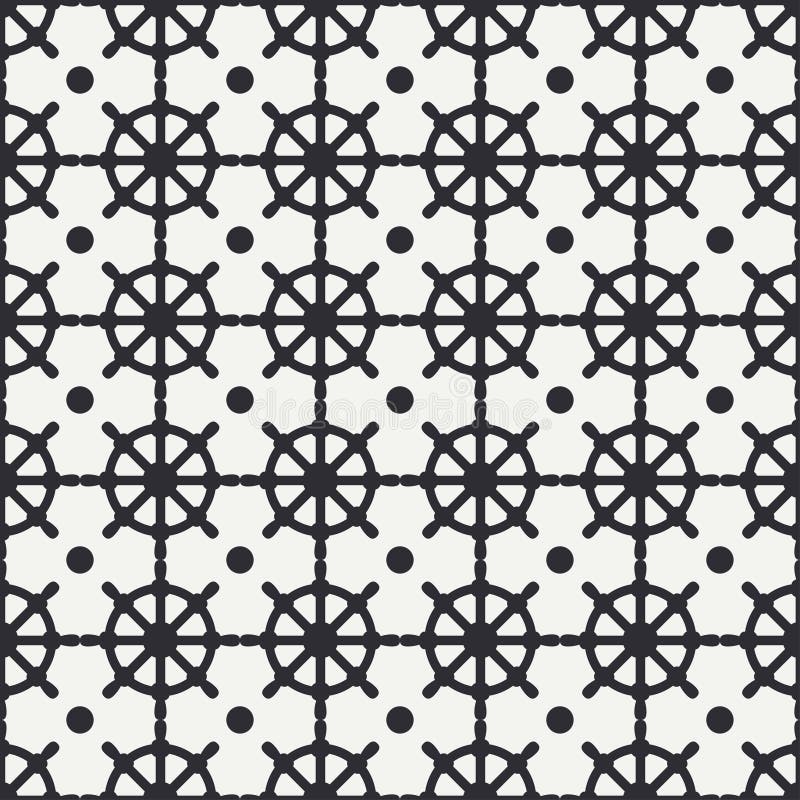 Geometric Nautical Seamless Background Pattern with Steering Wheel ...
