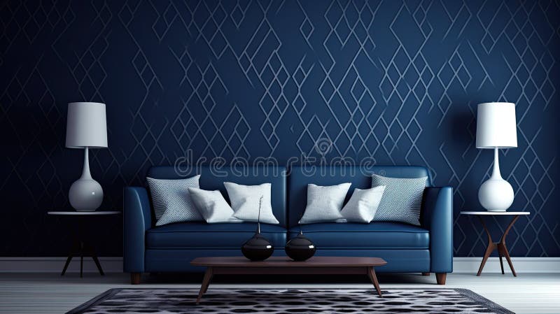 Geometric Navy Blue Pattern Stock Illustration - Illustration of chic ...