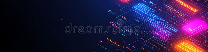 Geometric Neon Code Matrix Structure Abstract Background with Vibrant ...