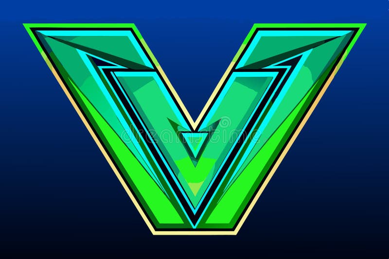 Geometric Neon Letter V Made from Angular Lines with Glowing Neon ...