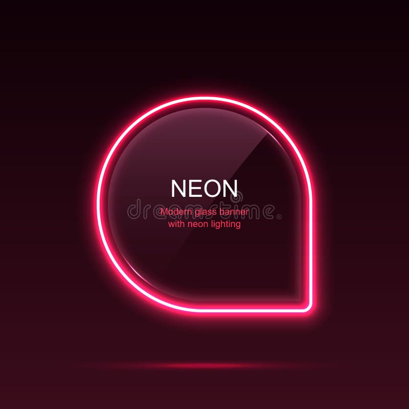 Geometric Neon Light with Rounded Edges. Glass Banner Stock Vector ...