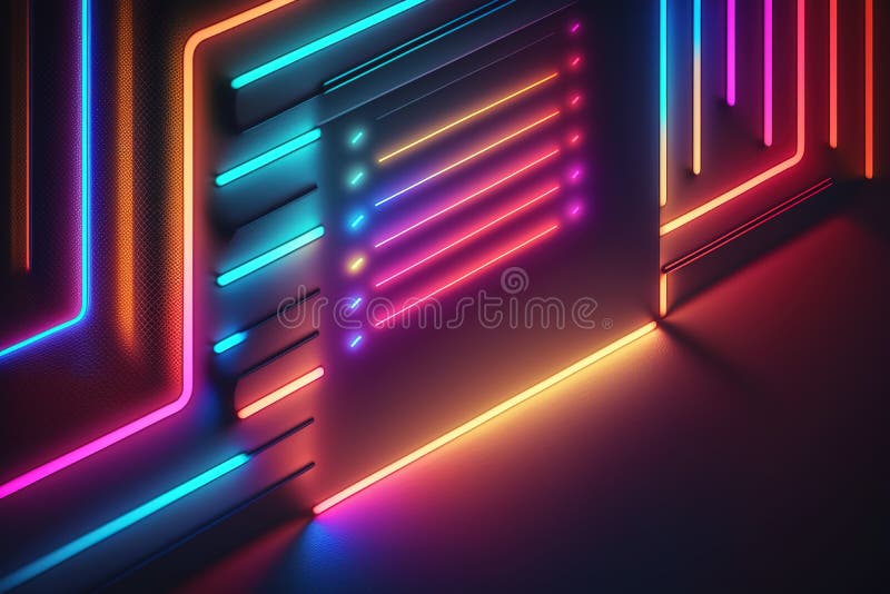 Geometric Neon Lights Background Stock Illustration - Illustration of ...