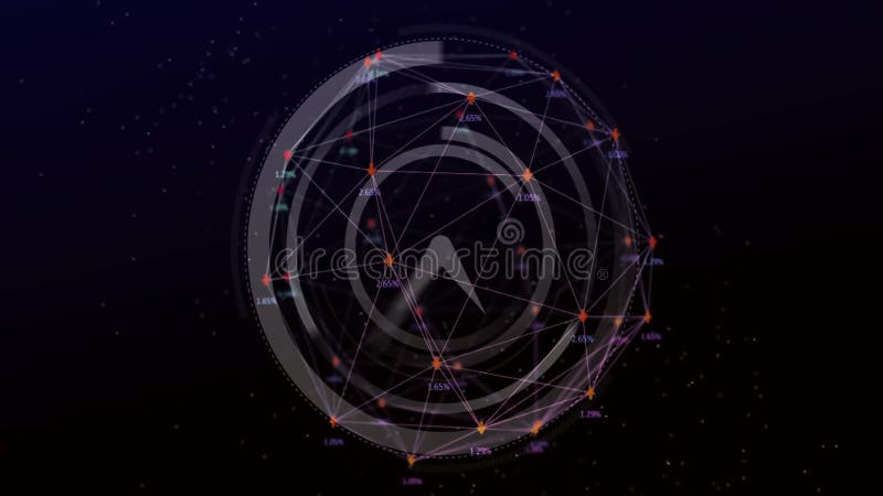 Geometric Network Connections and Data Points Animation Over Dark ...