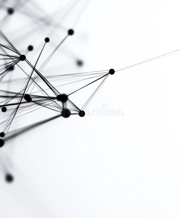 Geometric Network Structure with Black Lines and Dots on a White ...