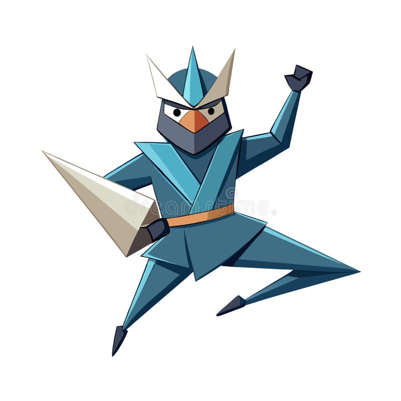 Geometric Ninja Warrior with Throwing Star in Dynamic Pose Illustration ...