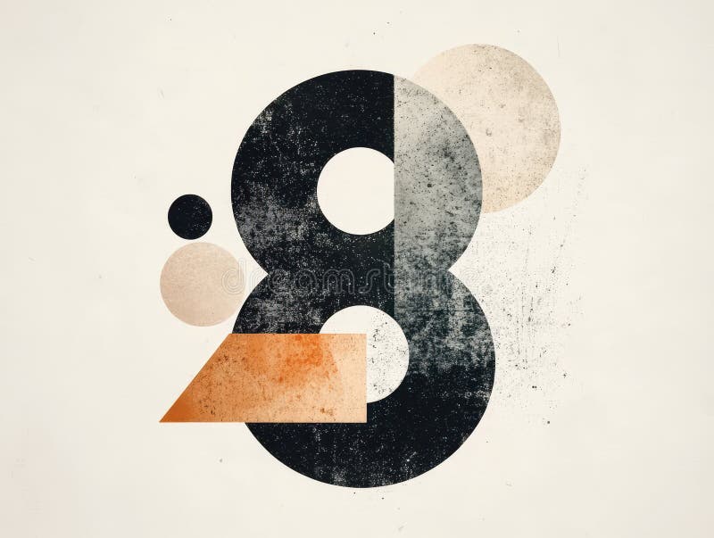 Geometric Number 8 with Abstract Textures and Forms Stock Image - Image ...