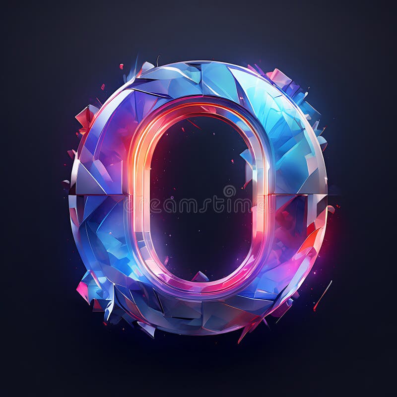 Geometric Number Zero with Glowing Effect Stock Illustration ...