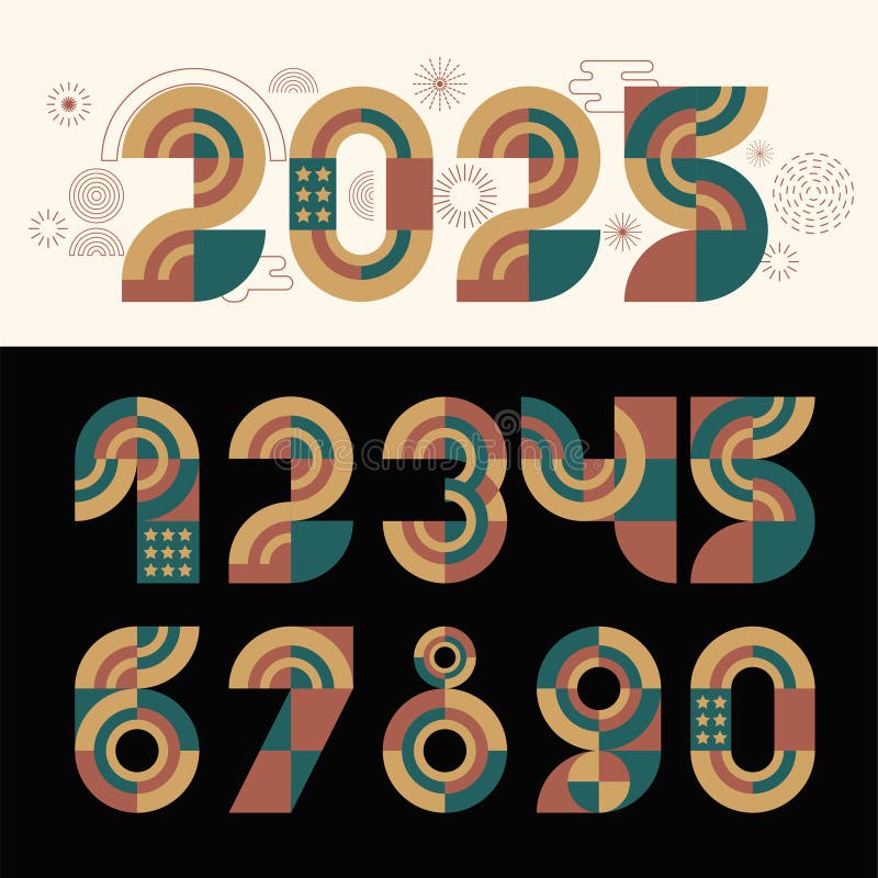 Geometric Numbers with Elegant Flat Color Concept Stock Vector ...