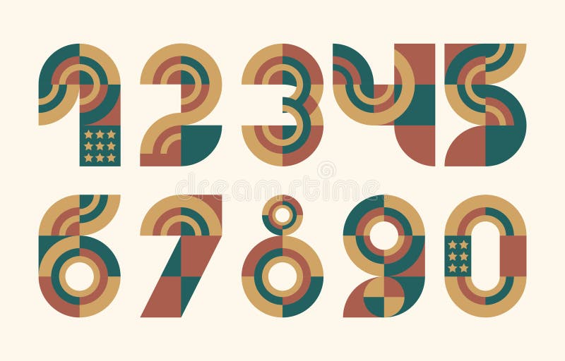 Geometric Numbers with Elegant Flat Color Concept Stock Illustration ...