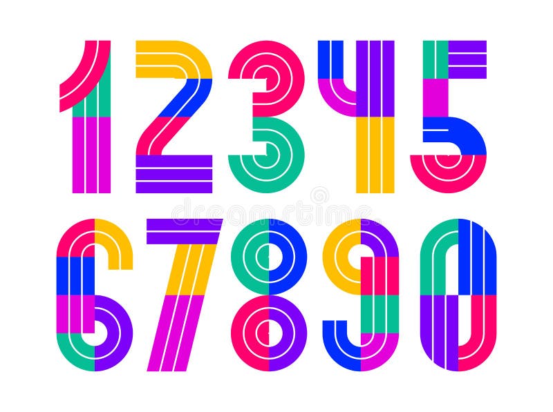 Retro Stripe Numbers Stock Illustrations – 463 Retro Stripe Numbers ...