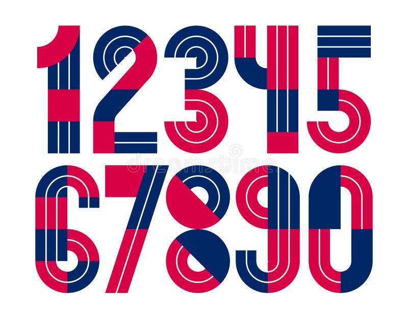 Geometric Numbers Set, Vector Digits, Retro 90s Style Trendy Numerals ...