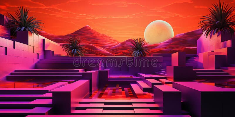 Geometric Oasis Geometric Shapes Varied in Color and T_005 Stock ...