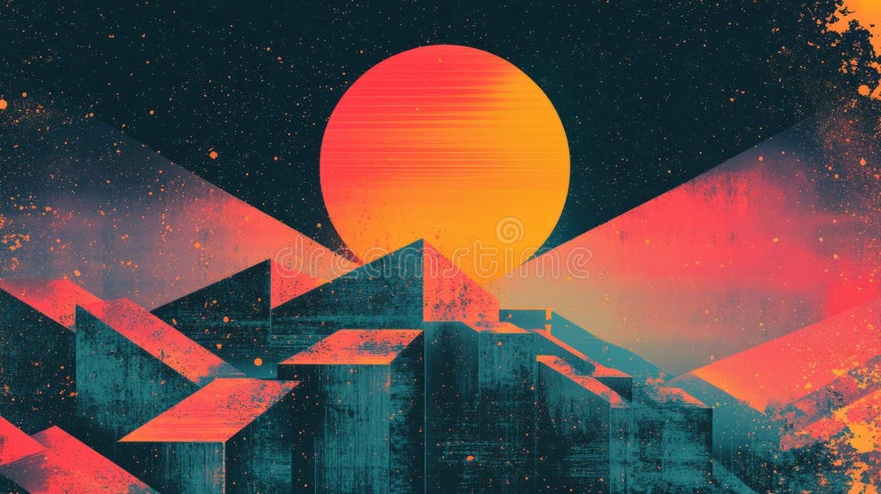 Geometric Object with Riso Print Effect. Graphic Element for Flyer ...