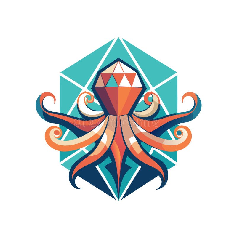 Geometric Octopus Design with Diamond Head and Tentacles Against an ...