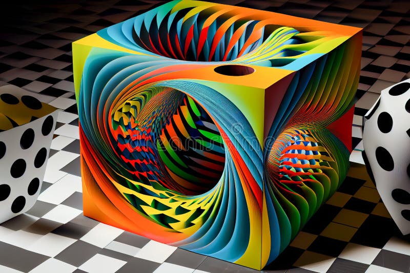 Geometric Optical Illusion, Ai Illustration Stock Illustration ...
