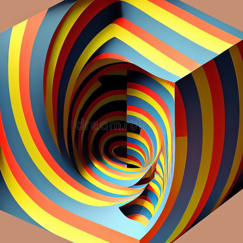 Geometric Optical Illusion, 3D Illustration Stock Illustration ...