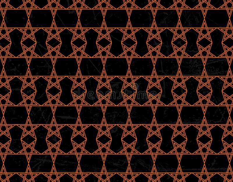 Geometric Orange Pentagram and Five Point Stars Repetion Pattern Set ...