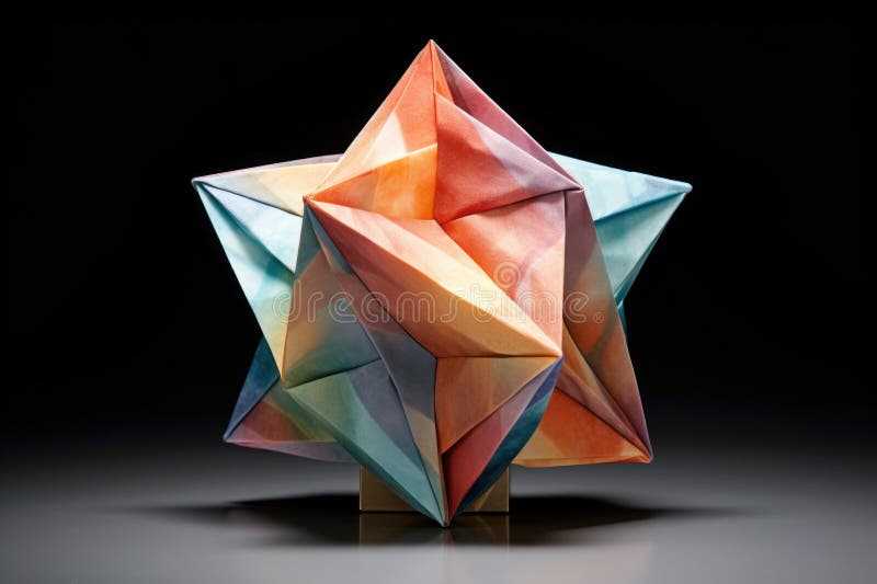 Geometric Origami Abstract Sculpture Stock Illustration - Illustration ...