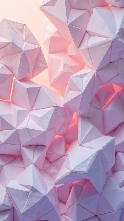 Geometric Origami-inspired Abstract Shapes with Soft Pink Lighting ...