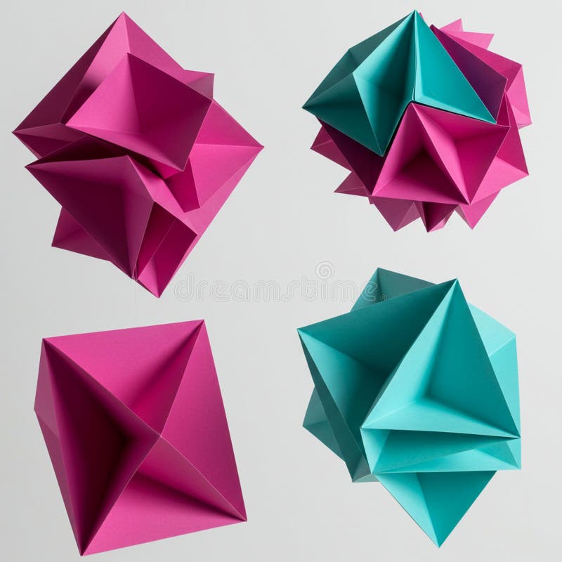 Geometric Origami Models, Each Composed of Multiple Triangular Pyramids ...