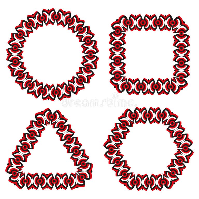 Geometric Ornament Forms. Circle Square Triangle. Red Black Repetition ...
