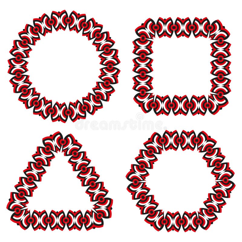 Geometric Ornament Forms. Circle Square Triangle. Red Black Repetition ...