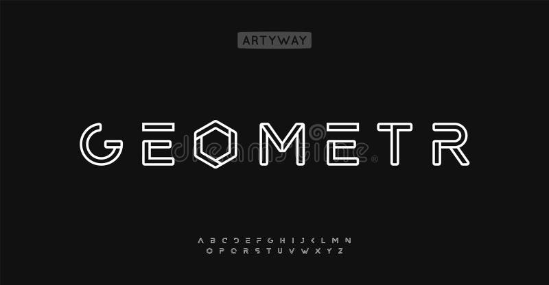 Geometric Outlined Alphabet, Modular Tech Font, Wireframe Font, Modern ...