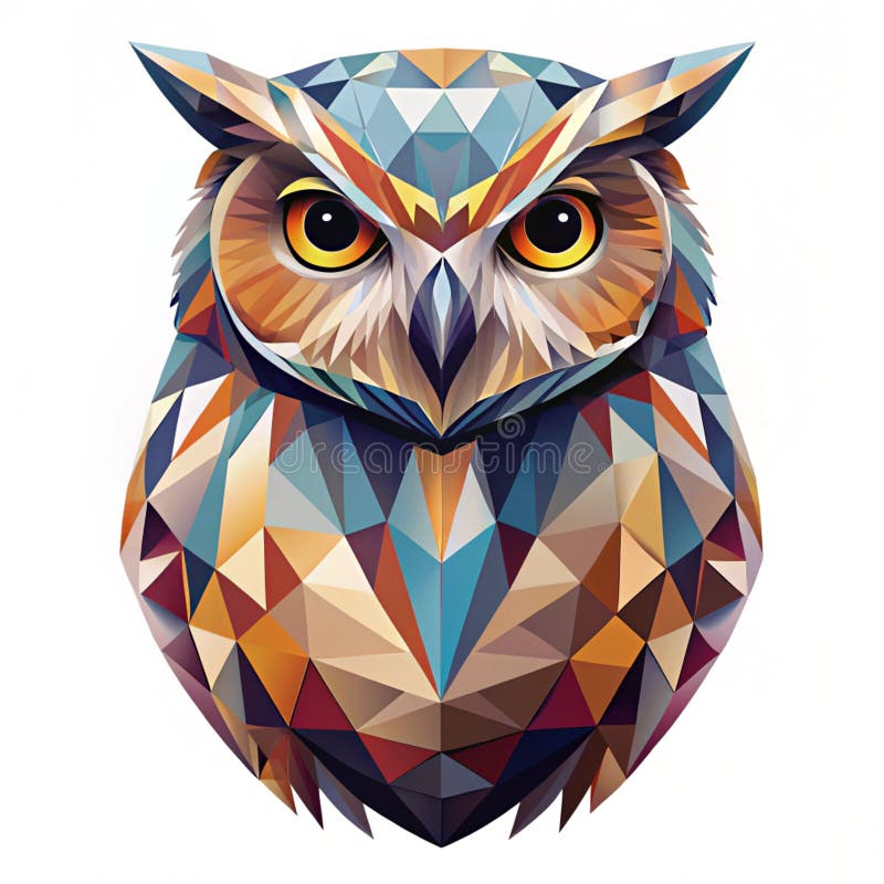 Geometric Abstract Owl with Bold Wing Features Stock Illustration - Illustration of features ...
