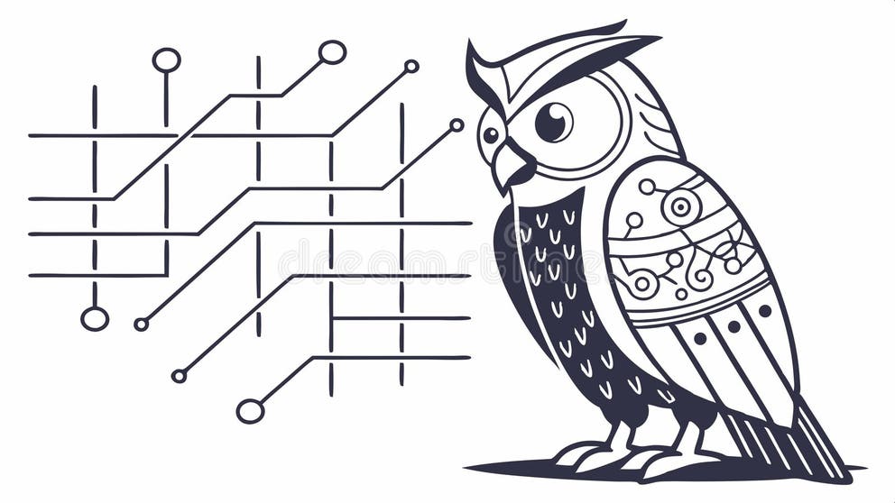 Geometric Owl Circuit Pattern Technology Nature Digital Symbol Vector ...