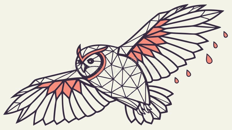 Geometric Owl with Wings Spread Vector Illustration, Vector Design ...