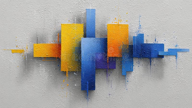 Geometric Painting Featuring Colorful Shapes and Vibrant Textures on ...