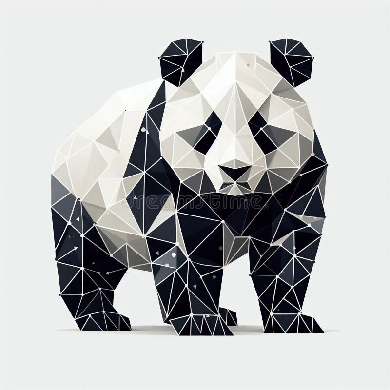Geometric panda stock illustration. Illustration of cute - 327084186