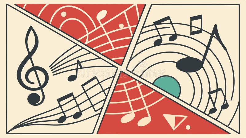 Geometric Panel Design with Musical Notes and Abstract Decorative ...