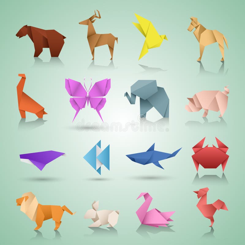 Geometric paper animals stock vector. Illustration of origami - 69461368